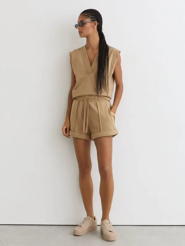 REISS Willa Cotton-blend Drawstring Sweat Shorts