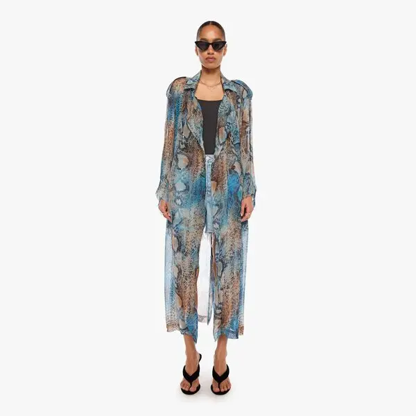 Alix Of Bohemia Jasper Serpent Tide Printed Trench Coat - Brown