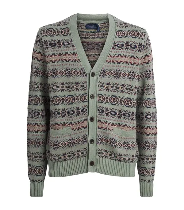 Polo Ralph Lauren Linen-cotton Fair Isle Cardigan - Green
