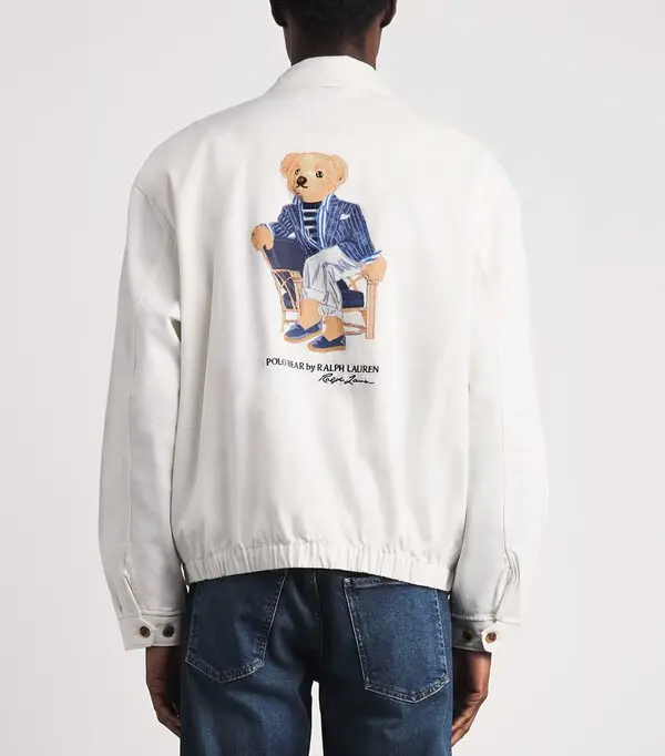 Polo Ralph Lauren Embroidered Polo Bear Bomber Jacket - White