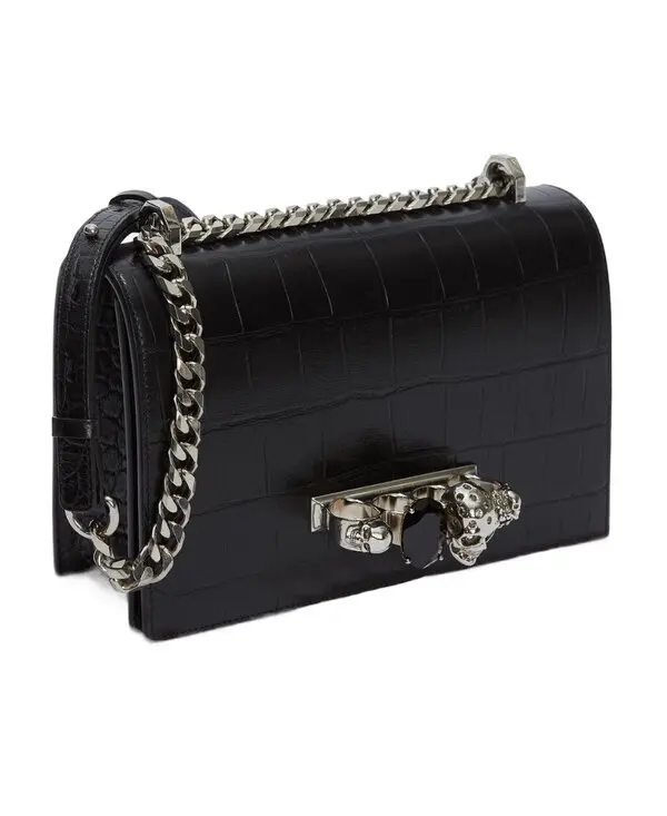 Alexander McQueen Jewelled Skull Embossed Shoulder Bag