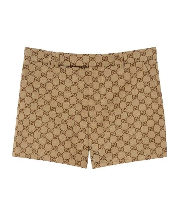 Gucci Gg Monogram Shorts With Hook-and-buckle Placket