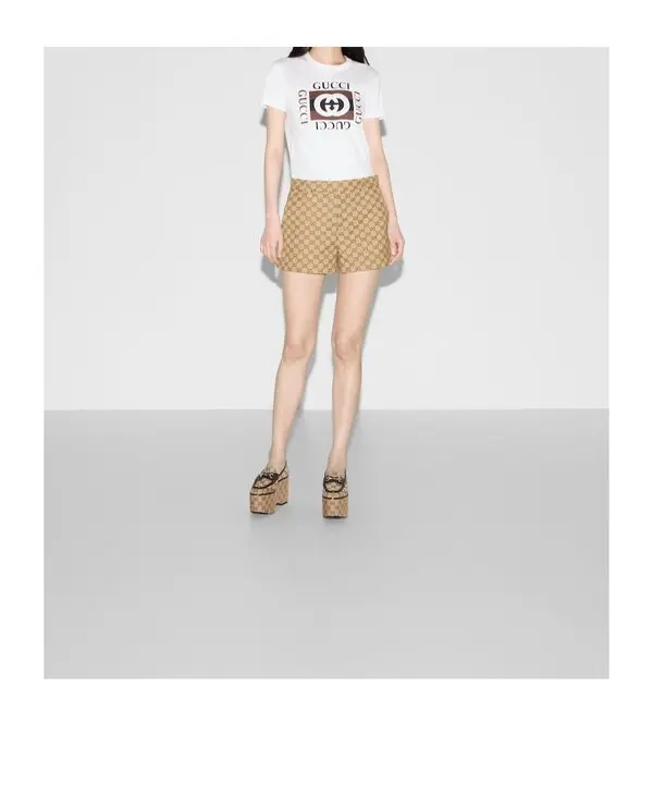 Gucci Gg Monogram Shorts With Hook-and-buckle Placket