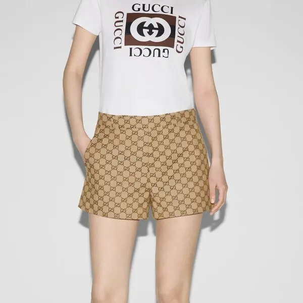 Gucci Gg Monogram Shorts With Hook-and-buckle Placket