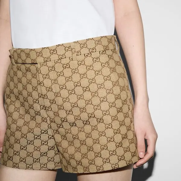 Gucci Gg Monogram Shorts With Hook-and-buckle Placket