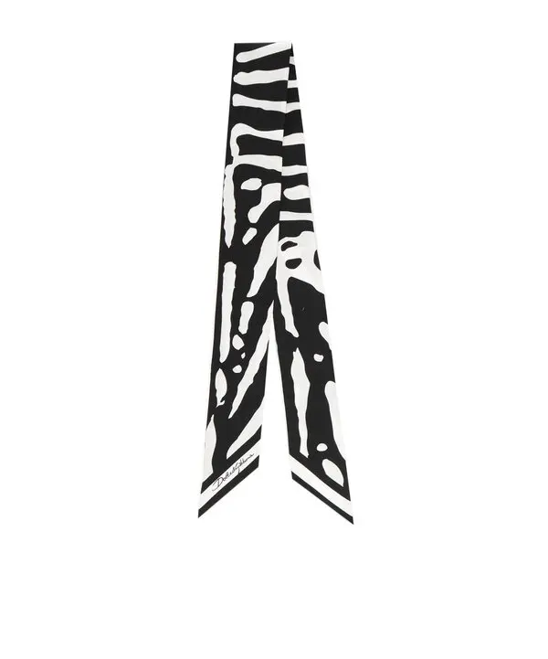 Dolce & Gabbana Dolce Gabbana Zebra Printed Twill Headscarf - Black