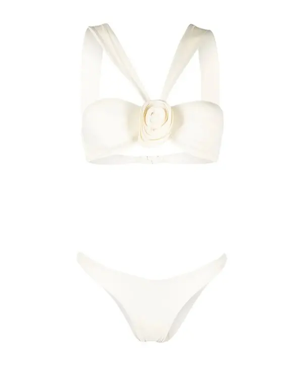 LA REVECHE Flower-detail Bikini Set - Ivory