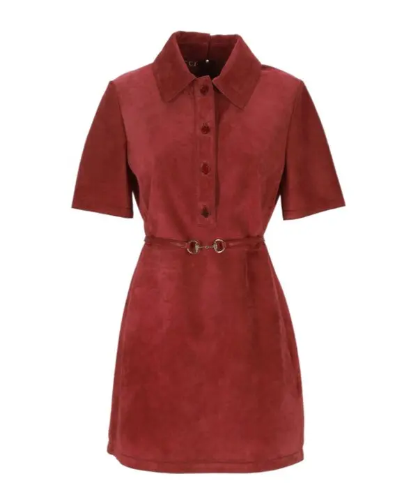 Gucci Short-sleeve Shirt Dress With Horsebit Belt