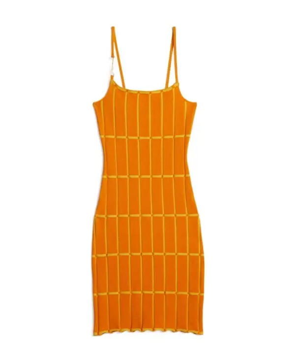 Jacquemus La Robe Maille Malha Checked Mini Dress - Orange