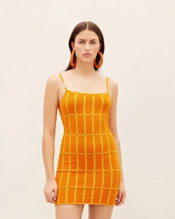 Jacquemus La Robe Maille Malha Checked Mini Dress