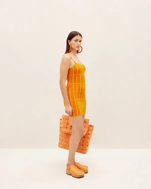 Jacquemus La Robe Maille Malha Checked Mini Dress
