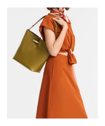 Longchamp Bamboo Clasp Leather Shoulder Bag