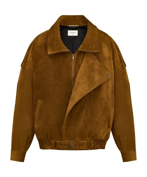 Saint Laurent Bomber Jacket In Vintage Split Leather - Noix