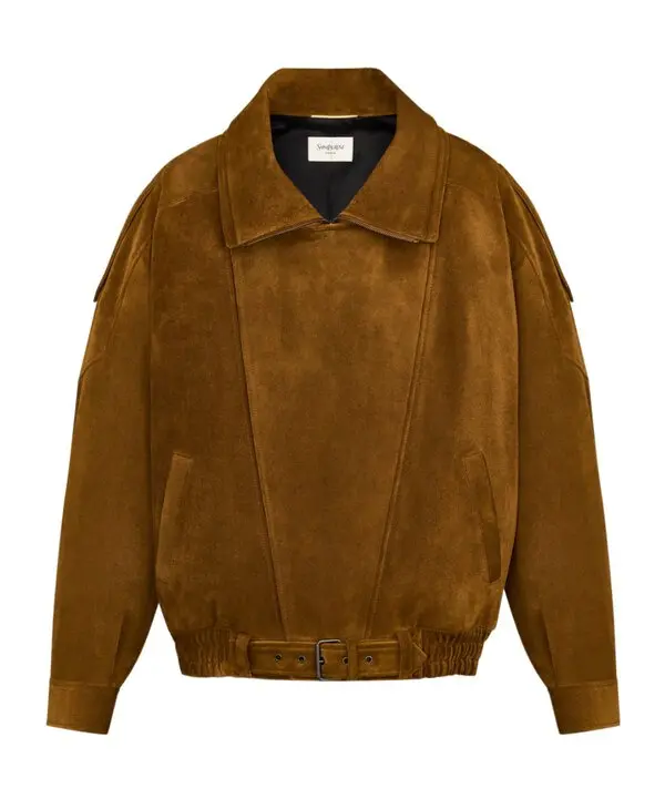 Saint Laurent Asymmetrical Zip Suede Jacket