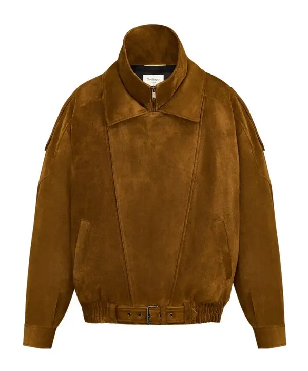 Saint Laurent Asymmetrical Zip Suede Jacket
