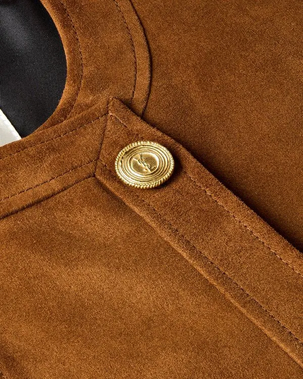 Saint Laurent Short Jacket In Suede Lambskin