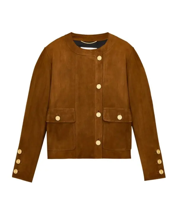 Saint Laurent Button-up Short Jacket - Brown