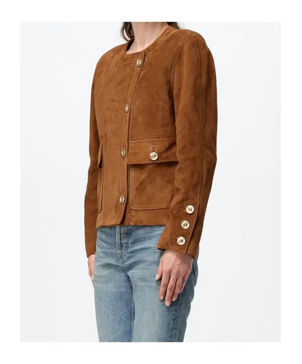 Saint Laurent Button-up Short Jacket - Brown