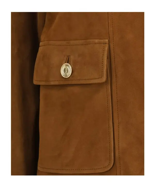 Saint Laurent Button-up Short Jacket - Brown