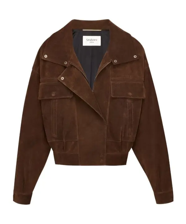 Saint Laurent Zip-up Short Jacket - Brown