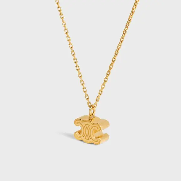 Celine Chunky Triomphe Necklace In Brass With Gold Finish