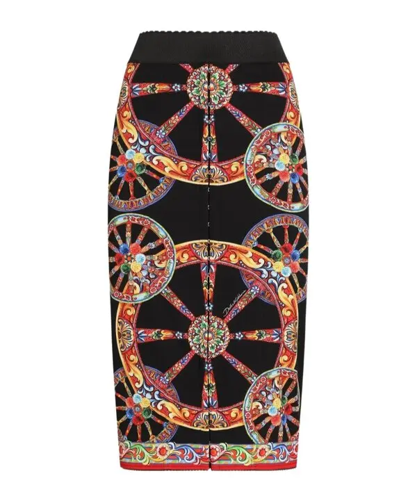 Dolce & Gabbana Carretto Print Charmeuse Long Skirt