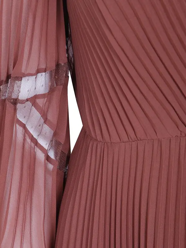 TWINSET Draped Maxi Dress With Asymmetric Hem And V-neck - Red