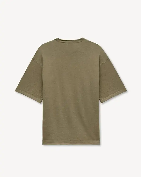 Kenzo Signature' Embroidered Light T-shirt In Linen Cotton - Khaki