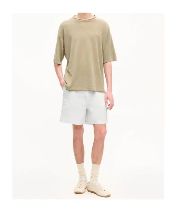 Kenzo Signature' Embroidered Light T-shirt In Linen Cotton - Khaki