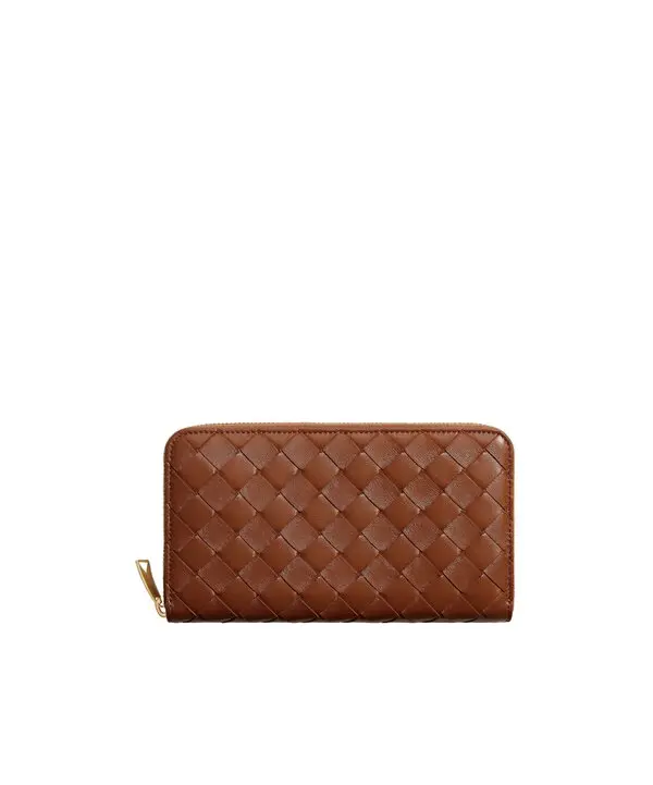 Bottega Veneta Intrecciato Zip-around Wallet - Tannin