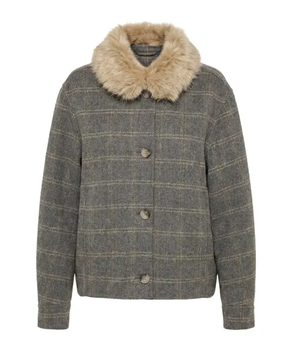 TWINSET Two-tone Plaid Coat