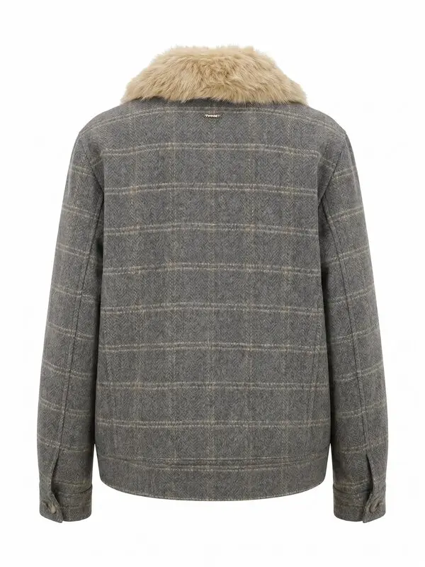 TWINSET Two-tone Plaid Coat
