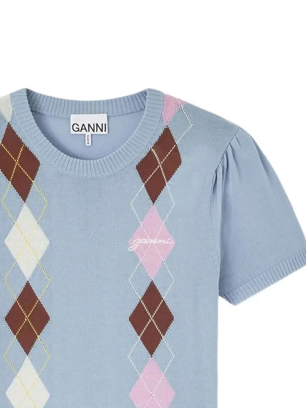 GANNI Argyle Knit T-shirt