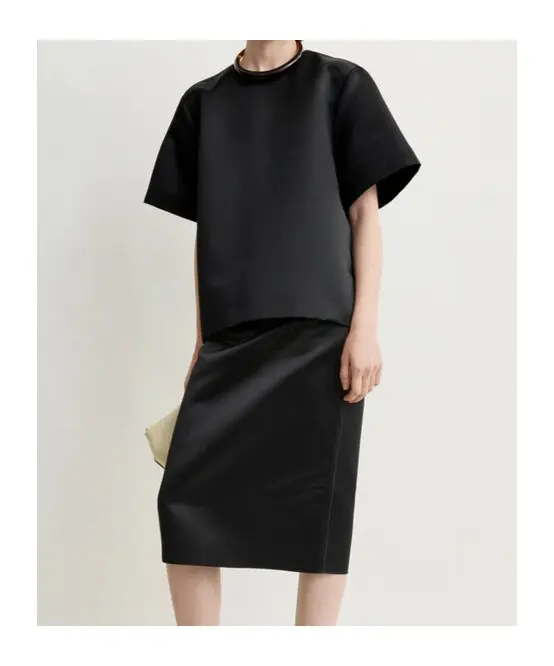 TOTEME Crewneck Short Sleeve T-shirt - Black
