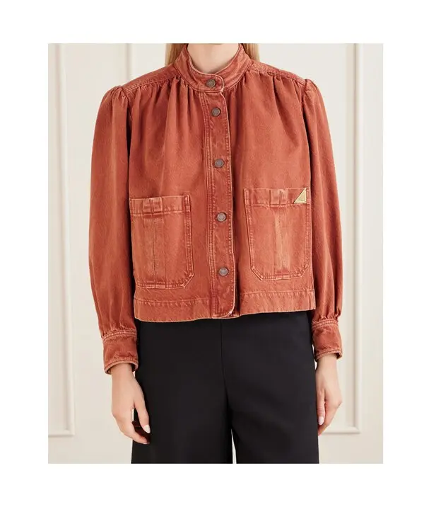 Chloé High-neck Gathered Jacket - Dark Brown