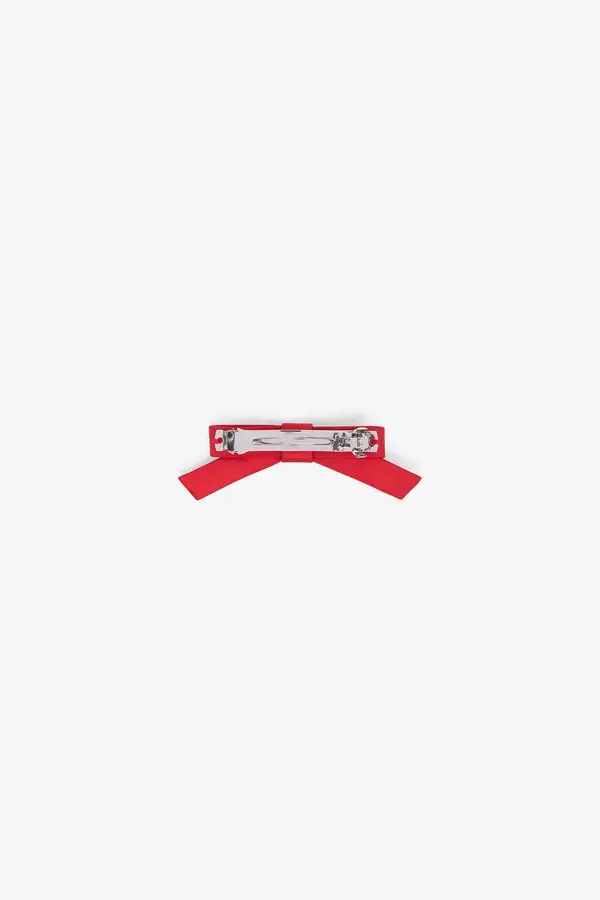 GANNI Red Eyelet Bow Barrette