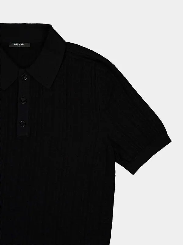 Balmain Monogram Knit Polo Shirt
