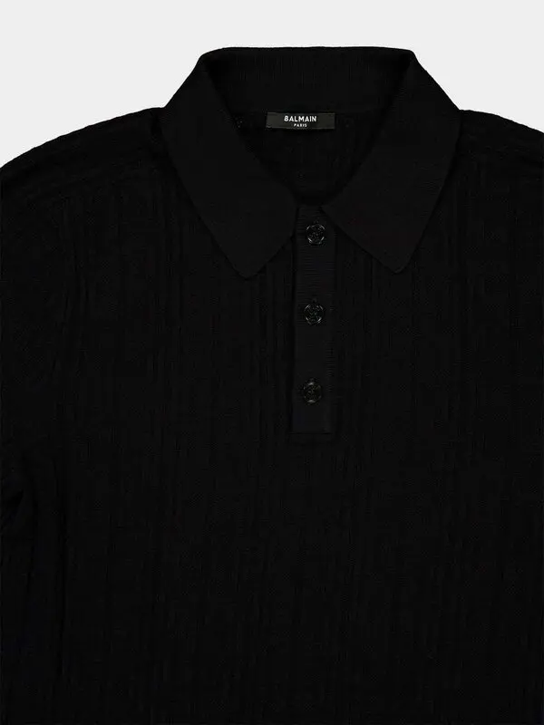 Balmain Monogram Knit Polo Shirt