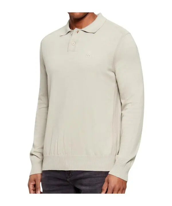 Hugo Boss Collared Long-sleeved Knit Pullover - White