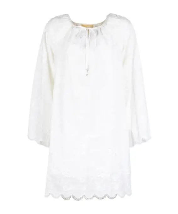 Michael Kors Floral Embroidered Voile Dress - White