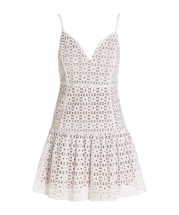 Michael Kors Sangallo Eyelet Flared Mini Dress - White