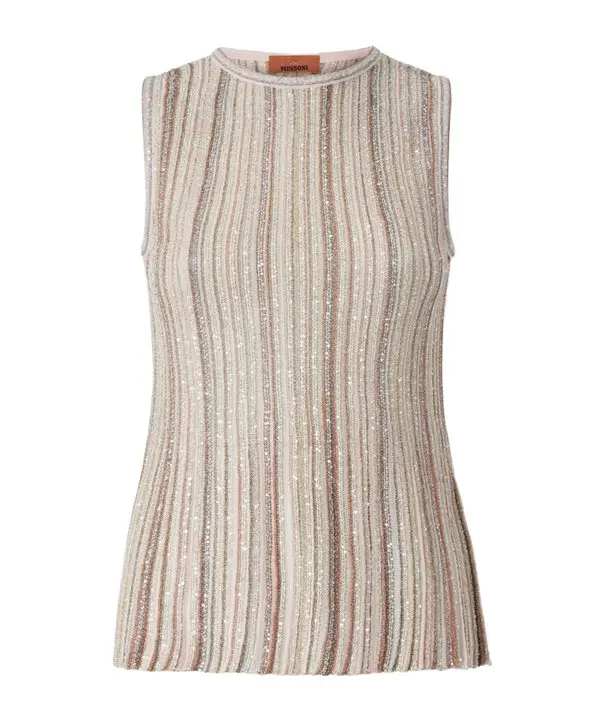 Missoni Sleeveless Sequin Embellished Ribbed Top