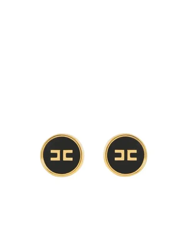 Elisabetta Franchi Logo Earrings - Golden