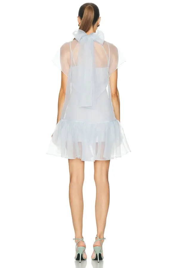 Simkhai Beaux Mini Dress With Sheer Overlay - Periwinkle Sky