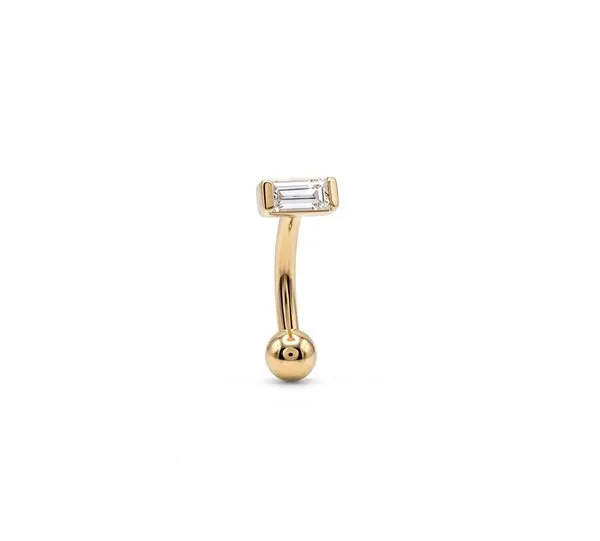 Zahav Jewelry 14k Solid Yellow Baguette Cubic Zirconia Rook Earring - Gold