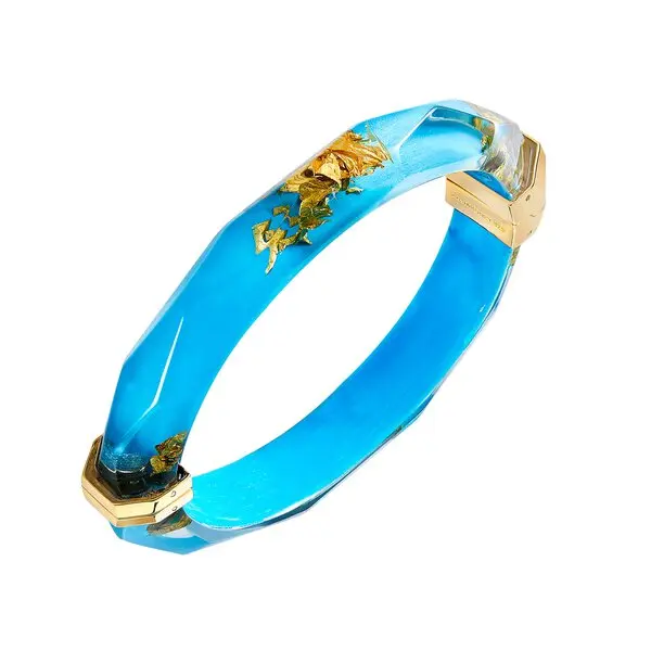 GOLD & HONEY 24k Gold Leaf Lucite Bangle - Gold/blue