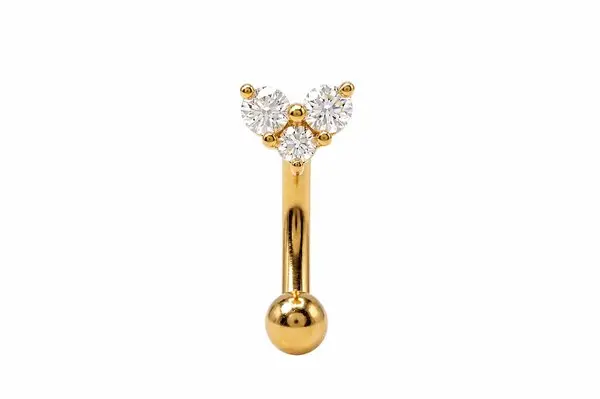 Zahav Jewelry 14k Solid Yellow Trinity Cz Rook Earring