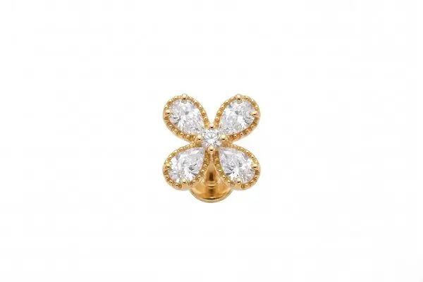 Zahav Jewelry 14k Solid Yellow Cubic Zirconia Flower Stud Earring