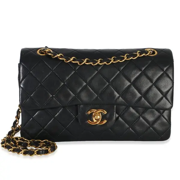 Chanel Vintage 24k Quilted Lambskin Classic Double Flap Bag - Black