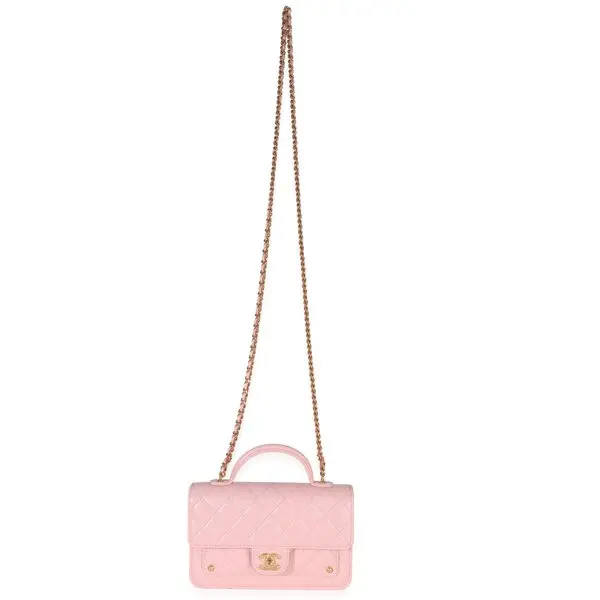 Chanel Light Quilted Lambskin Preppy Satchel Wallet On Chain